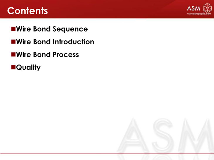 ASM Wire Bond Introduction - 深圳市华域微科技科有限公司
